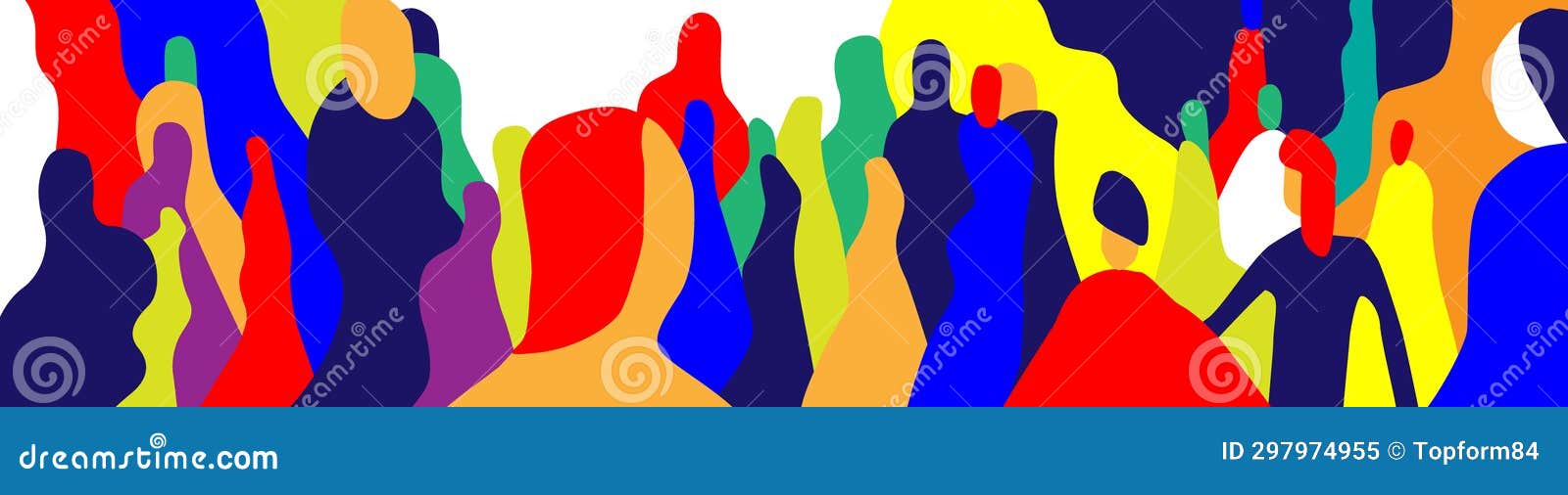 Group of People Abstract Vector Illustration , Multicolored Horizontal ...