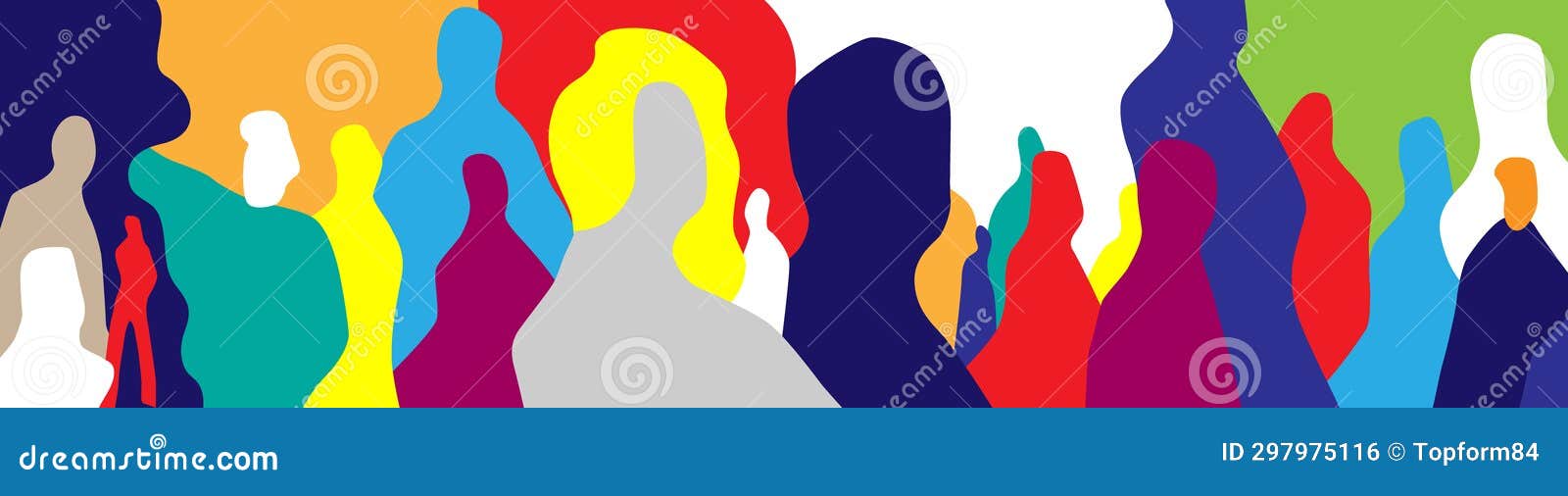 Group of People Abstract Vector Illustration , Multicolored Horizontal ...