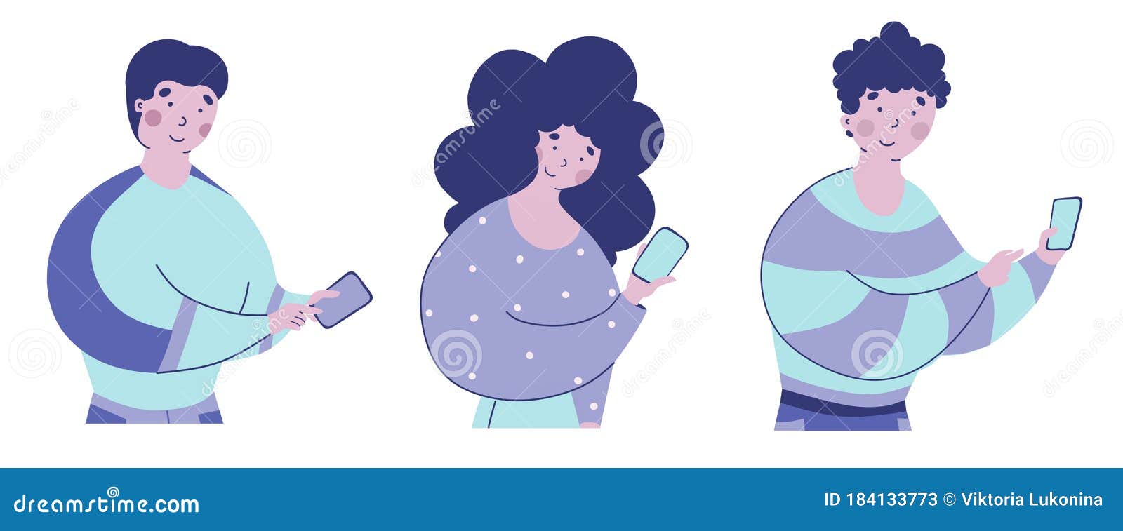 Modern People Smartphone, Vector Illustration, Cartoon Set. Stock ...