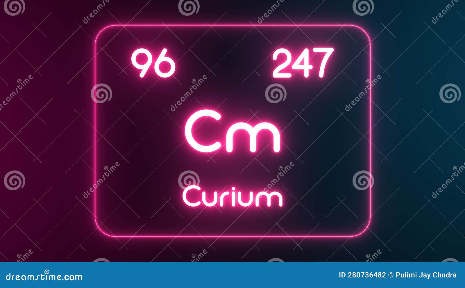 Modern Periodic Table Curium Element Neon Text Illustration Stock ...