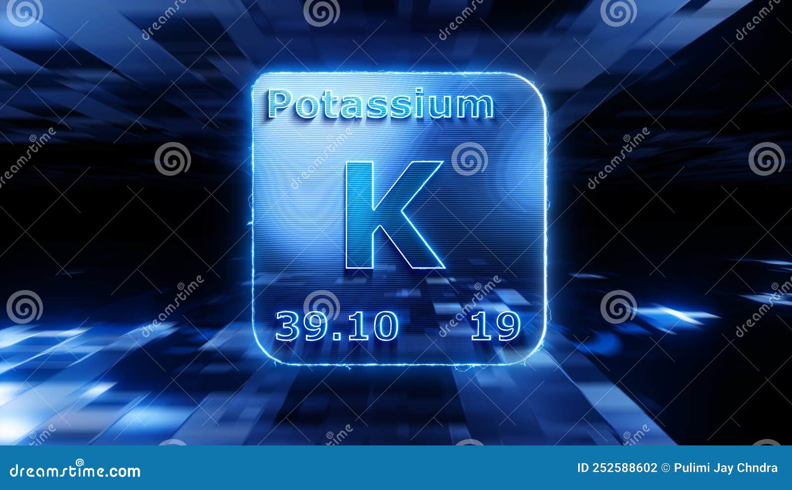 Modern Periodic Table Element Potassium 3D Illustration Stock ...