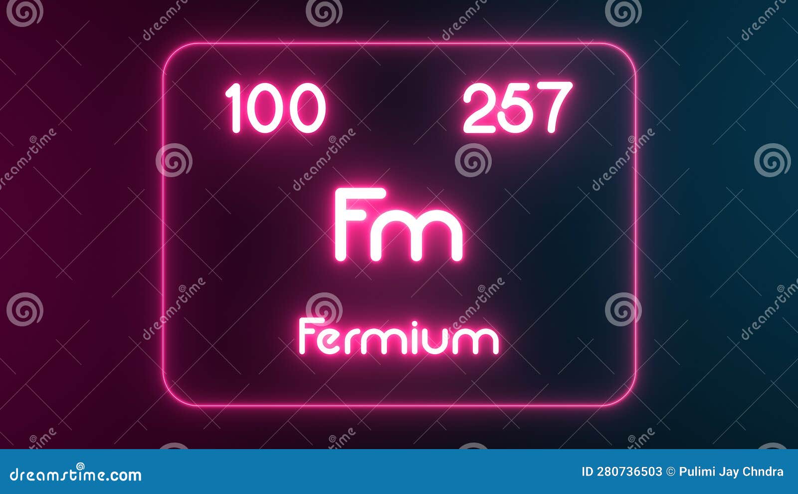 Modern Periodic Table Fermium Element Neon Text Illustration Stock ...