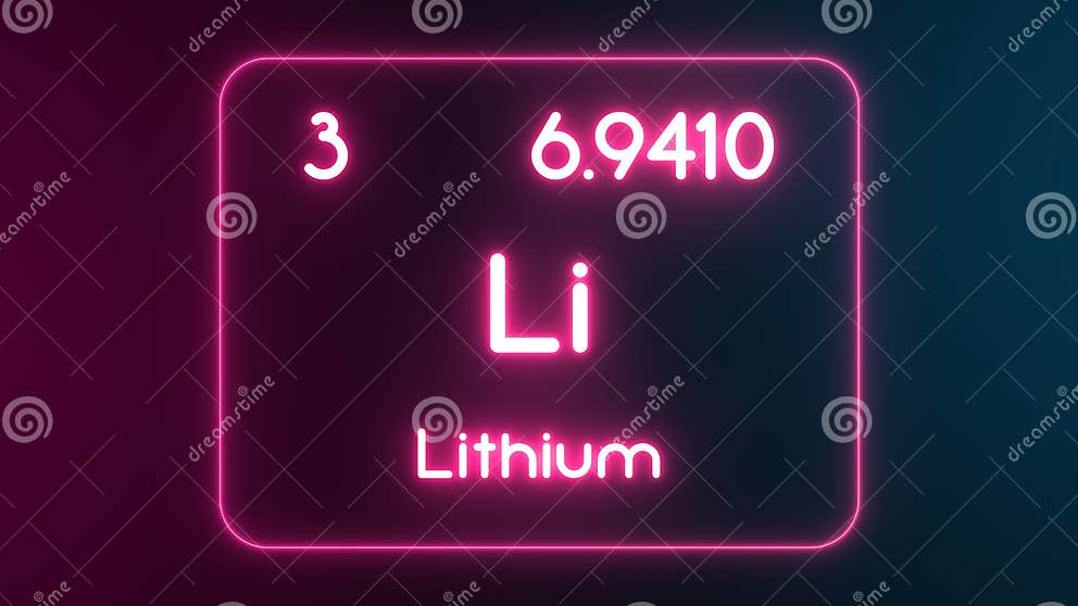 Modern Periodic Table Lithium Element Neon Text Illustration Stock ...