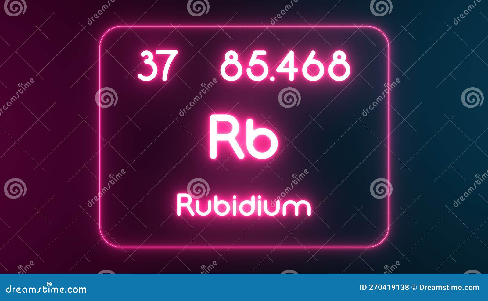 Rubidium As Element 37 Of The Periodic Table 3D Illustration On Silver ...