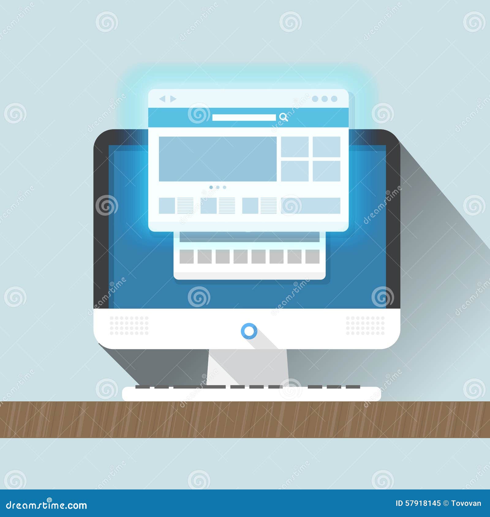 Modern Personal Computer with a Browser Stock Vector - Illustration of ...