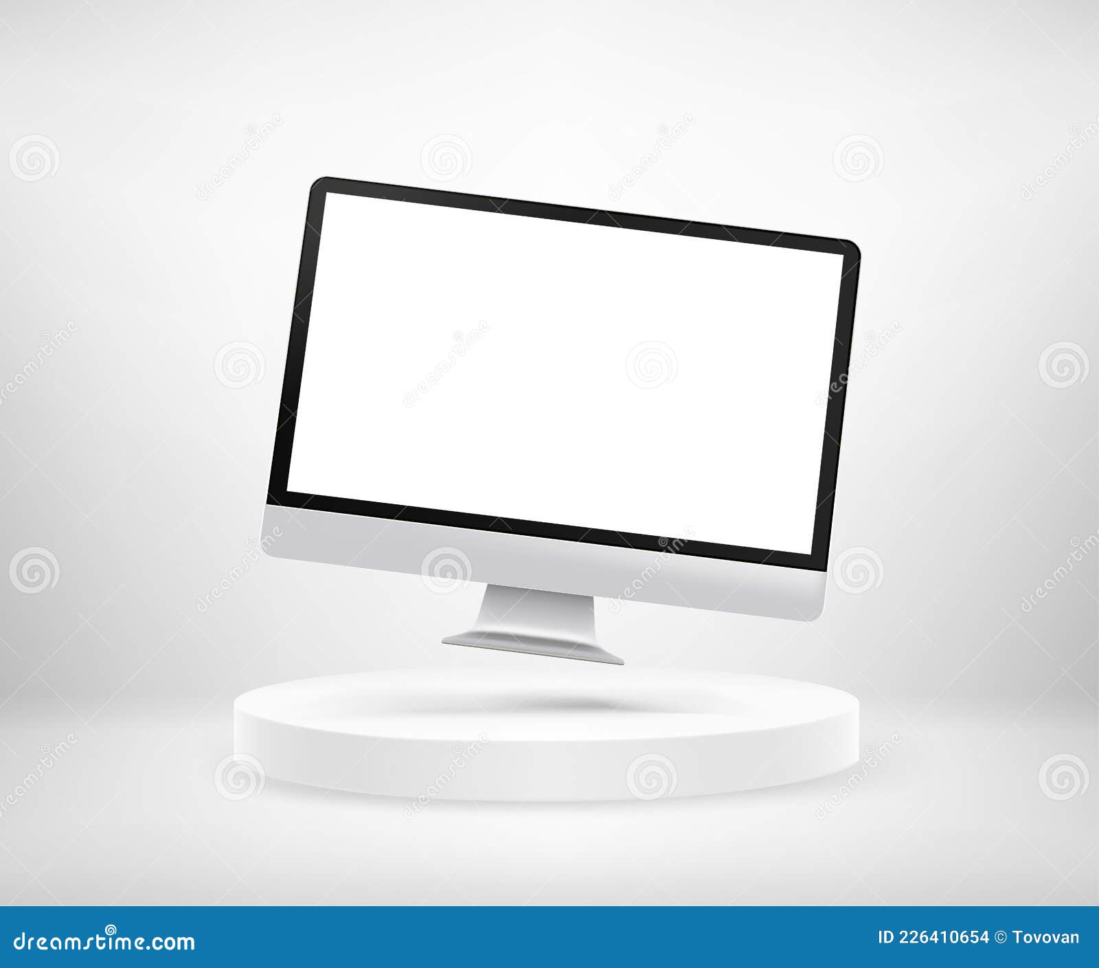 Modern Personal Computer on Round Stage. Stock Vector - Illustration of ...