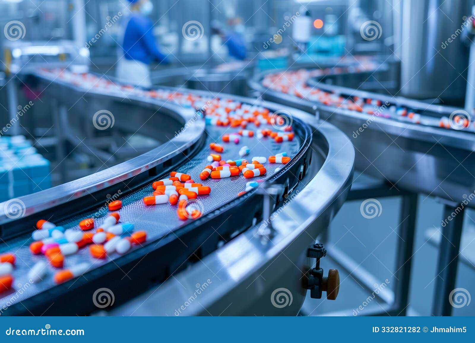 A Modern Pharmaceutical Industry Factory with a Hightech Conveyor ...