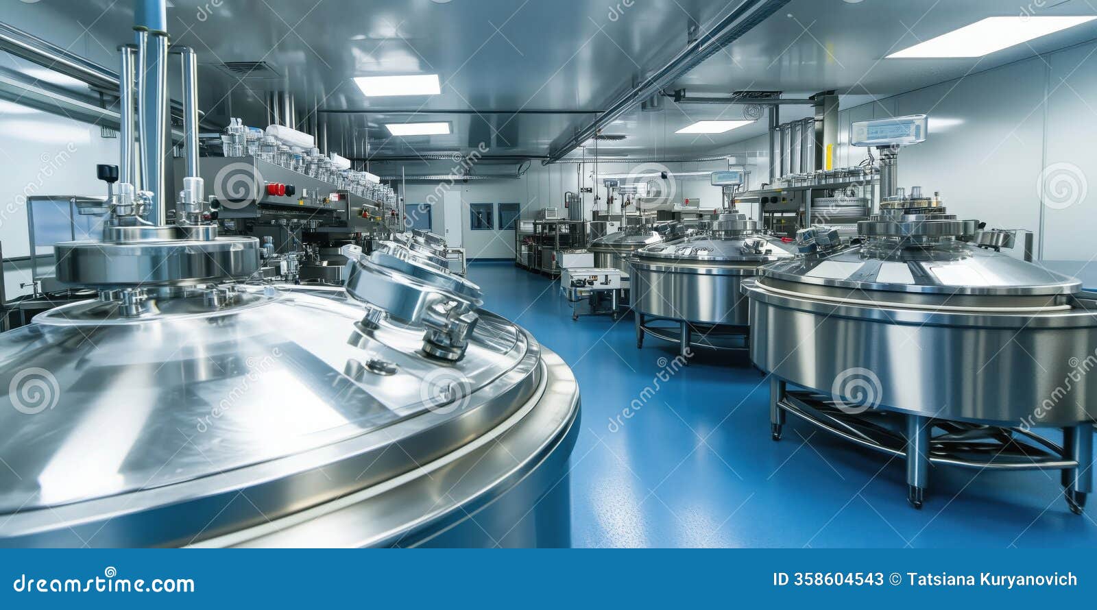 Modern Pharmaceutical Manufacturing Facility With Robotic Arm Processing Blue Vials Royalty-Free ...