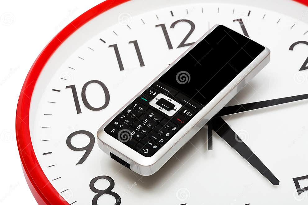 Modern phone and clock stock image. Image of global, phone - 10695061