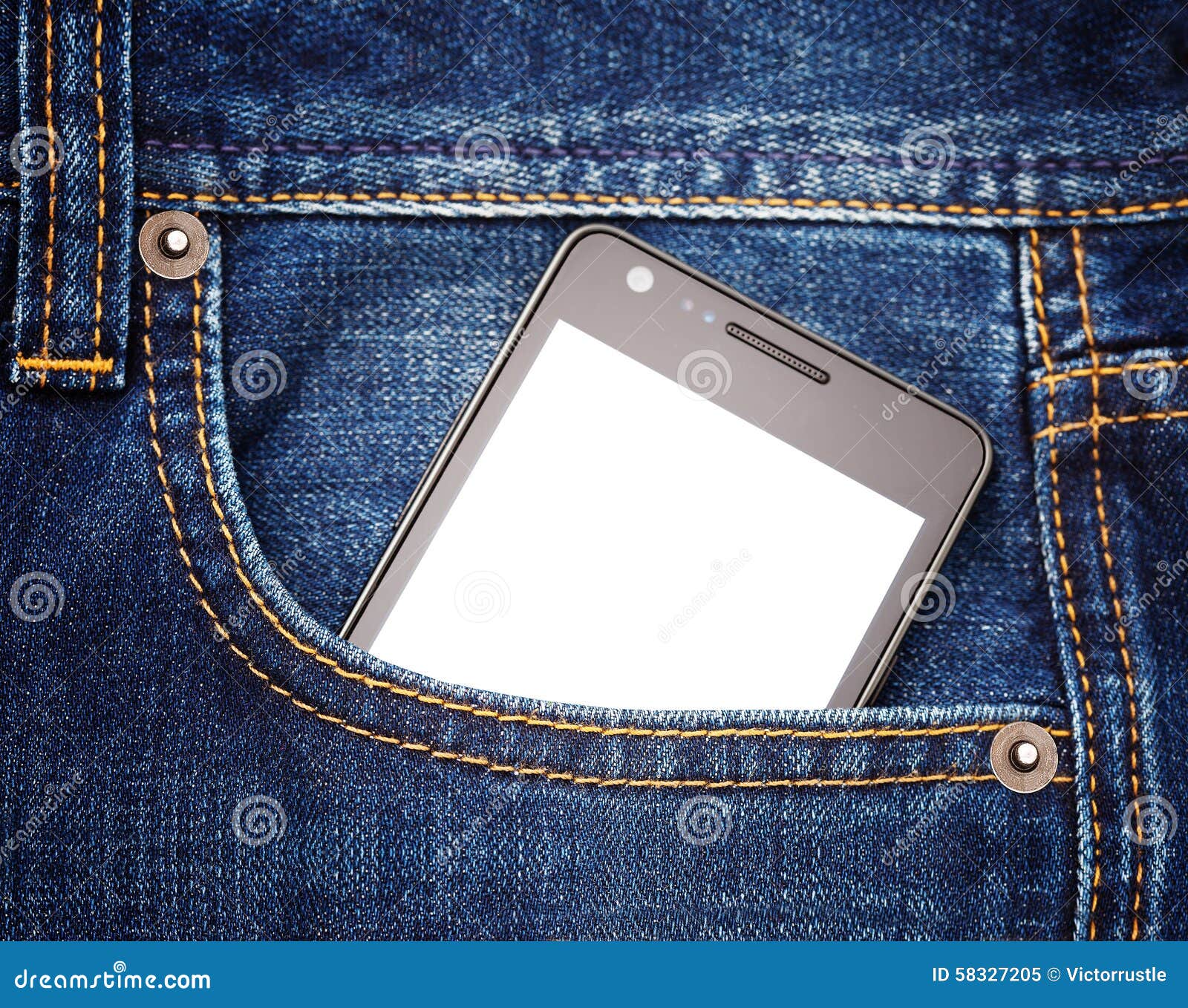 Modern Phone in Jeans Pocket Displaying Screen Stock Image - Image of ...