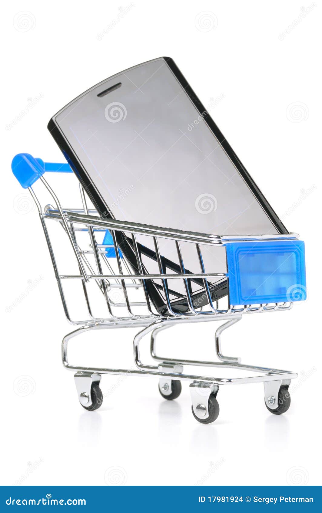 Modern Phone in Shopping Cart Stock Photo - Image of gloss, bright ...