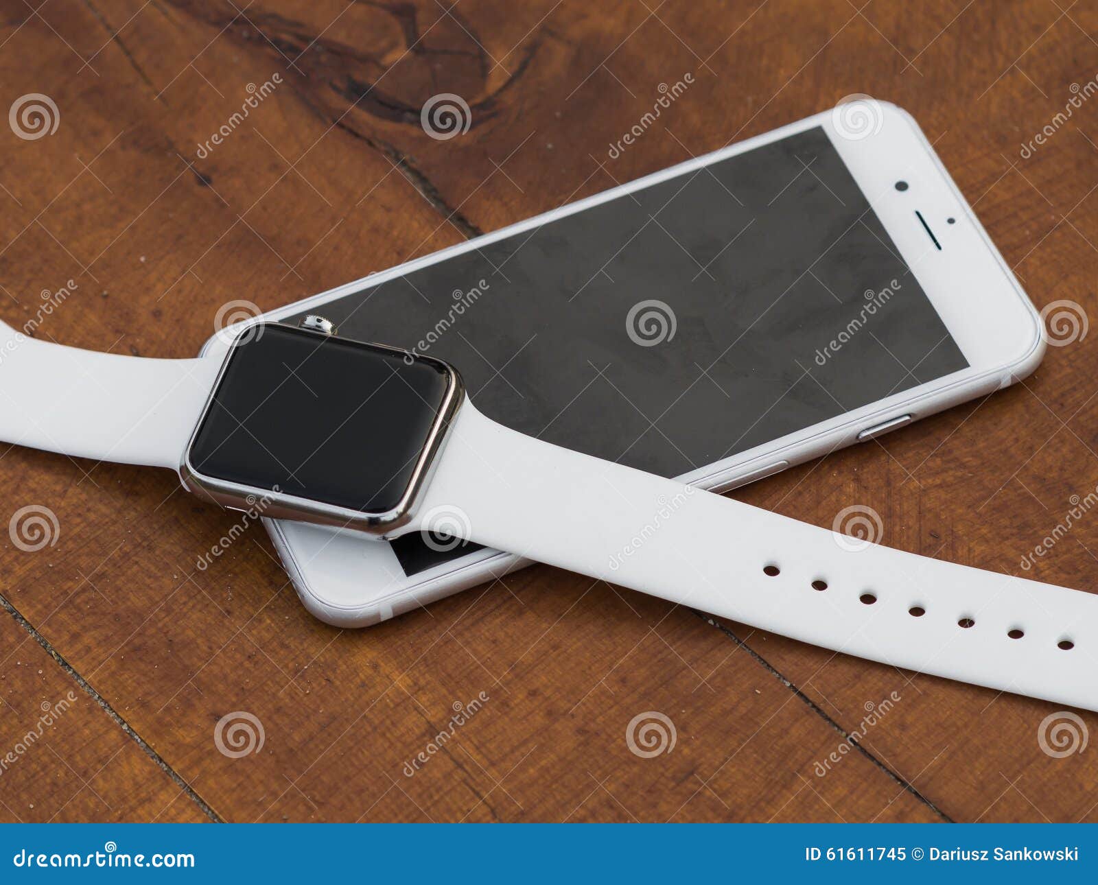 Modern phone and a watch stock image. Image of accessories - 61611745