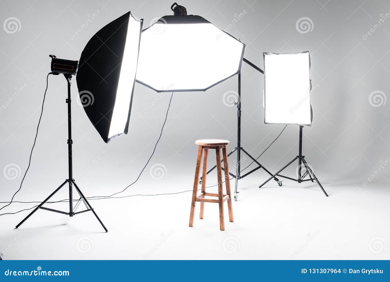 Modern Photo Studio Interior with Professional Lighting Equipment Stock ...