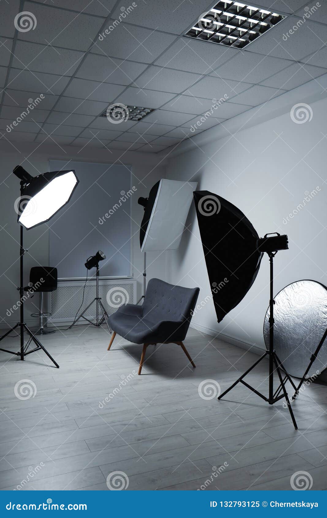Modern Photo Studio with Professional Equipment Stock Image - Image of ...