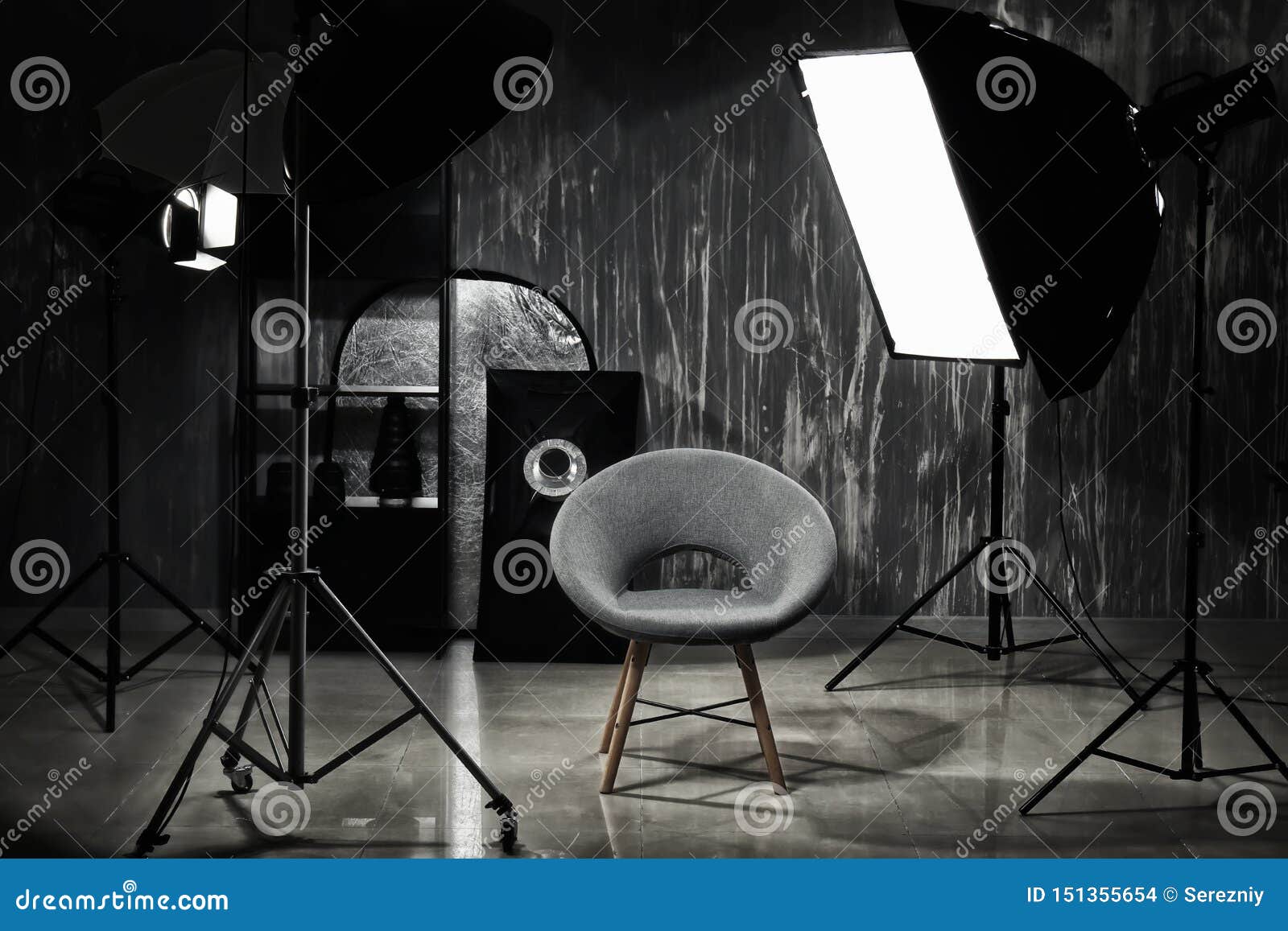 Modern Photo Studio with Professional Lighting Equipment Stock Photo ...