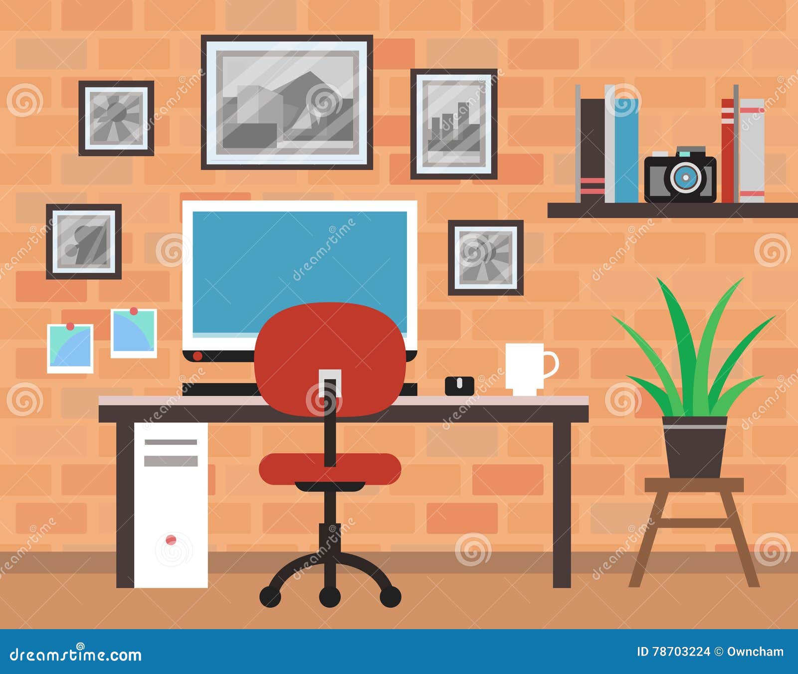 Modern Photographer Room stock vector. Illustration of green - 78703224