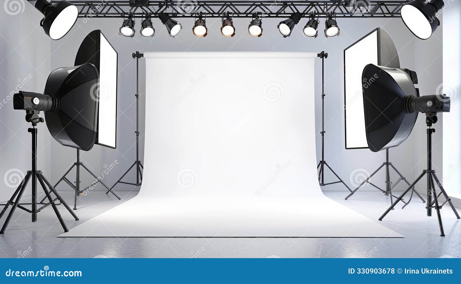 A Modern Photography Studio with Bright Lighting Ready for a Photo ...