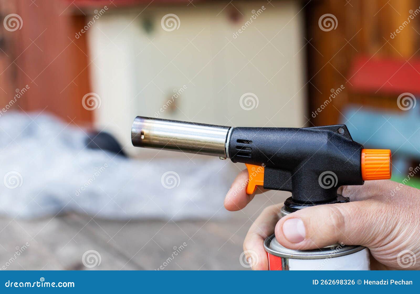 Modern Piezo Burner for a Gas Cylinder, Industry. Copy Space for Text ...