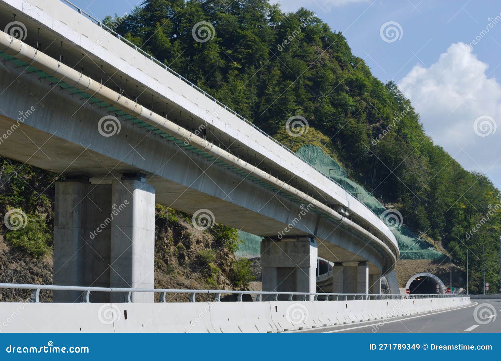 Modern Pillared Bridge and Tunnel Stock Image - Image of highway ...