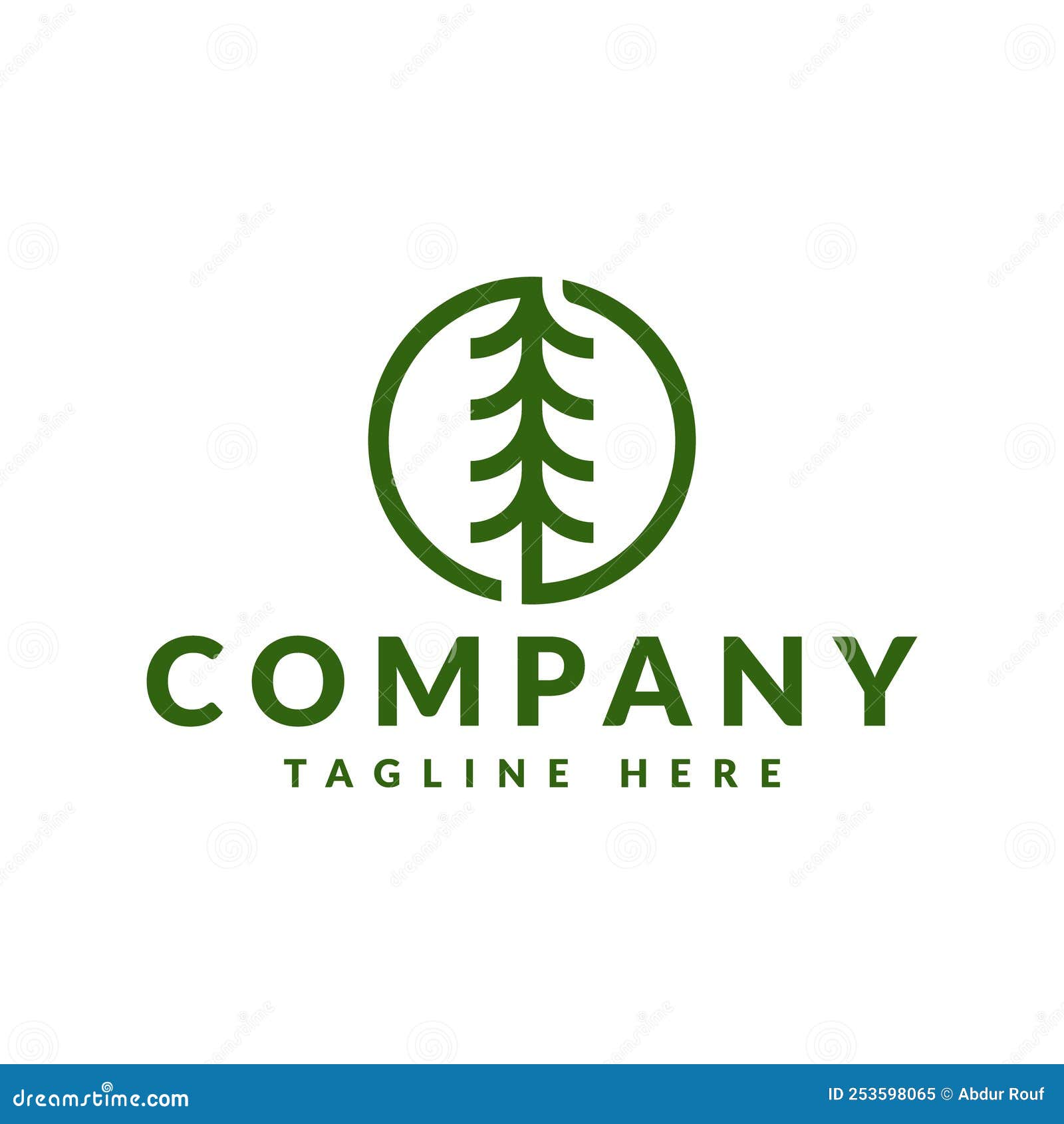 Modern Pine Tree on Circle Logo Design Stock Vector - Illustration of ...