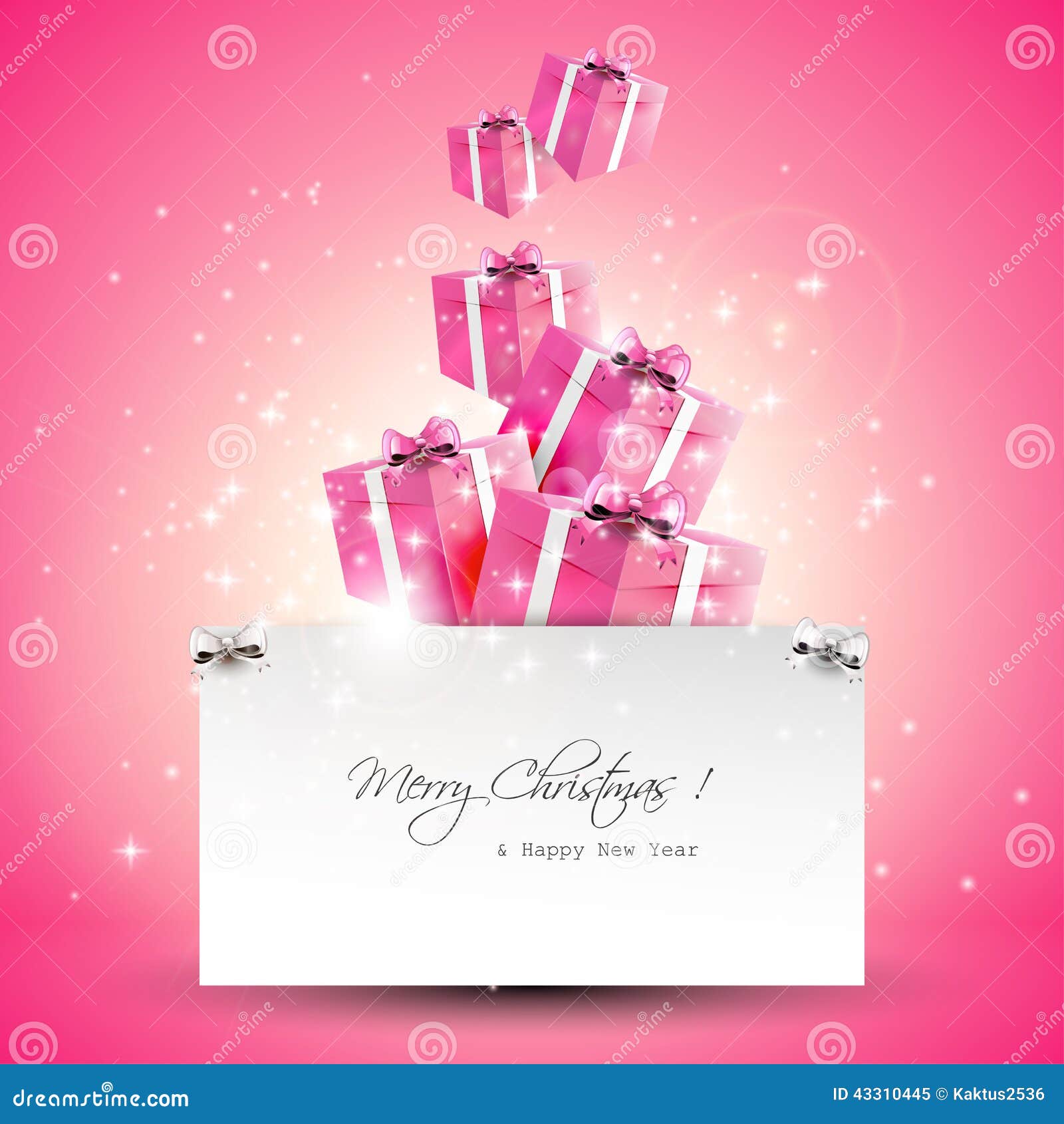 Modern Pink Christmas Greeting Card Stock Vector - Illustration of ...
