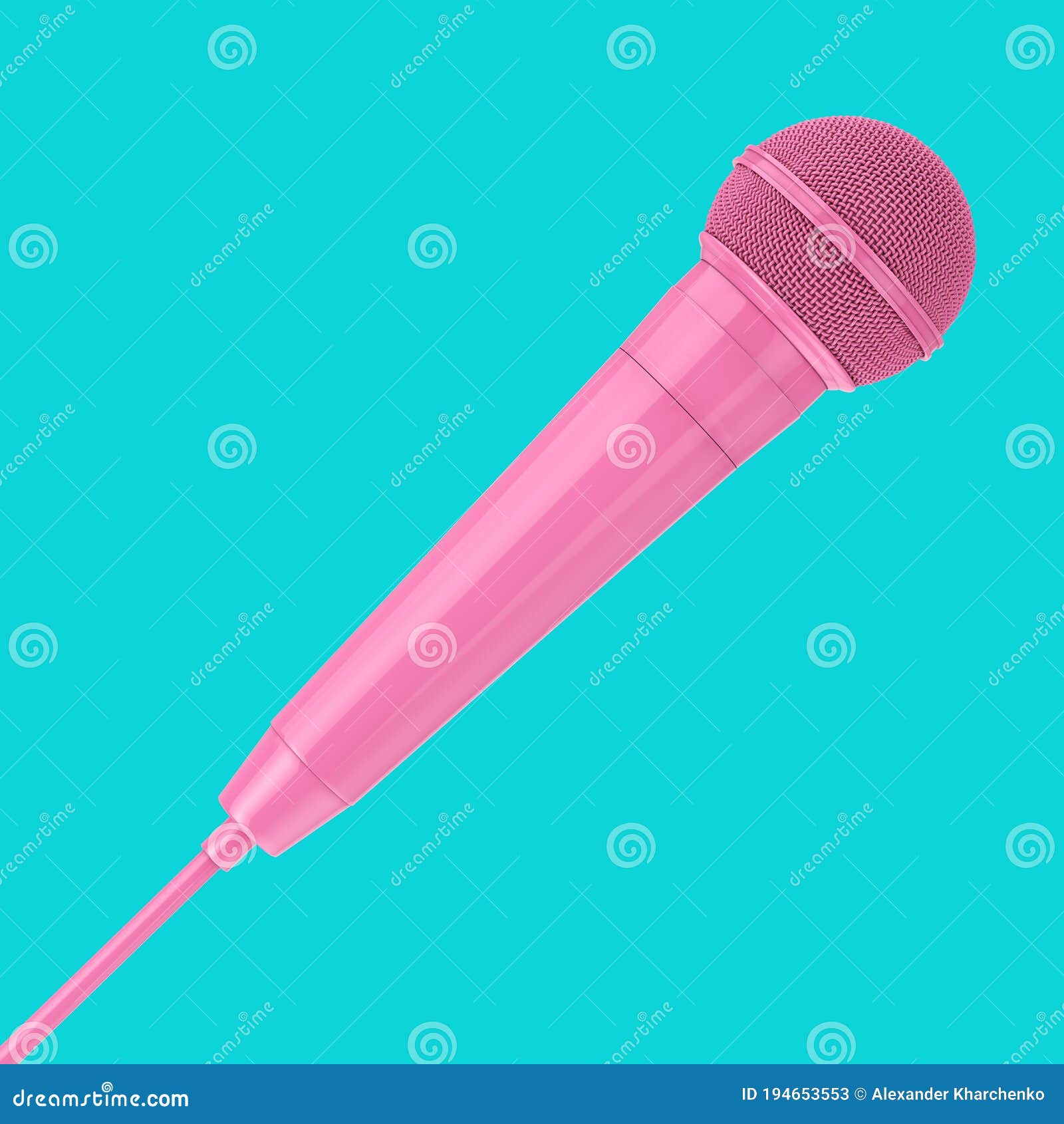 Modern Pink Microphone in Duotone Style. 3d Rendering Stock ...