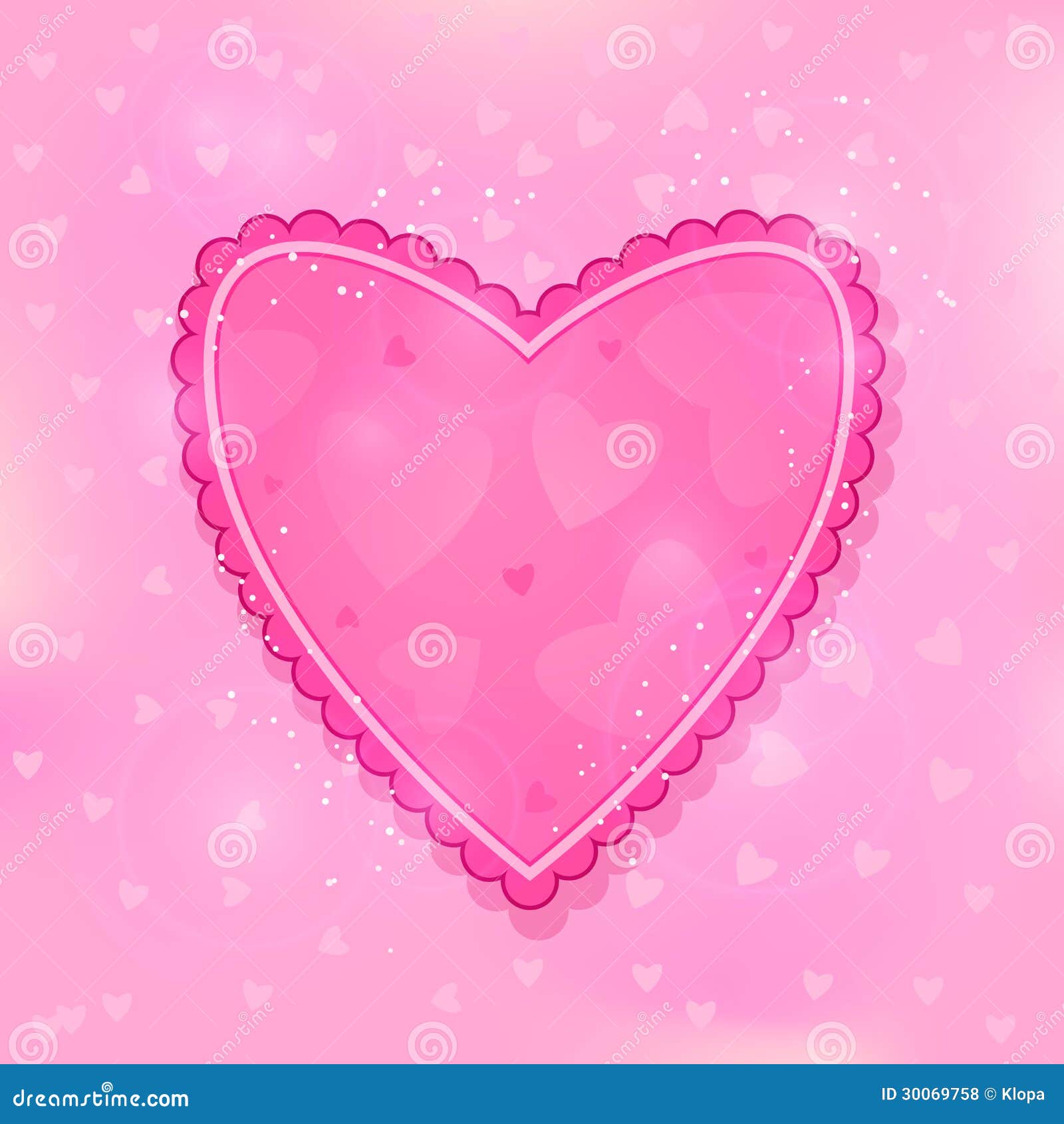 Pink Ruffled Heart on Light Shiny Background Stock Illustration ...