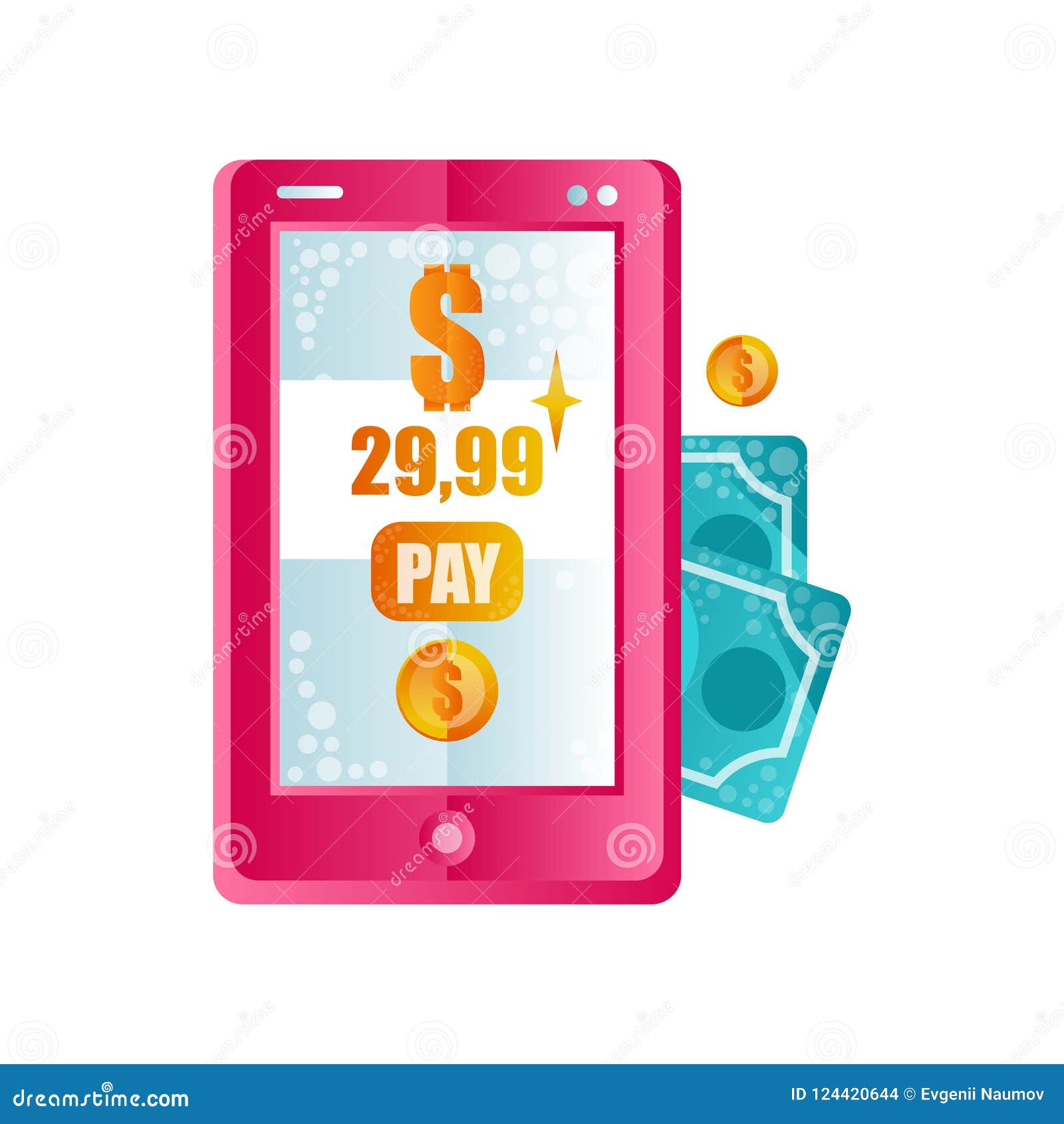 Modern Pink Smartphone Processing of Mobile Payments on the Screen ...