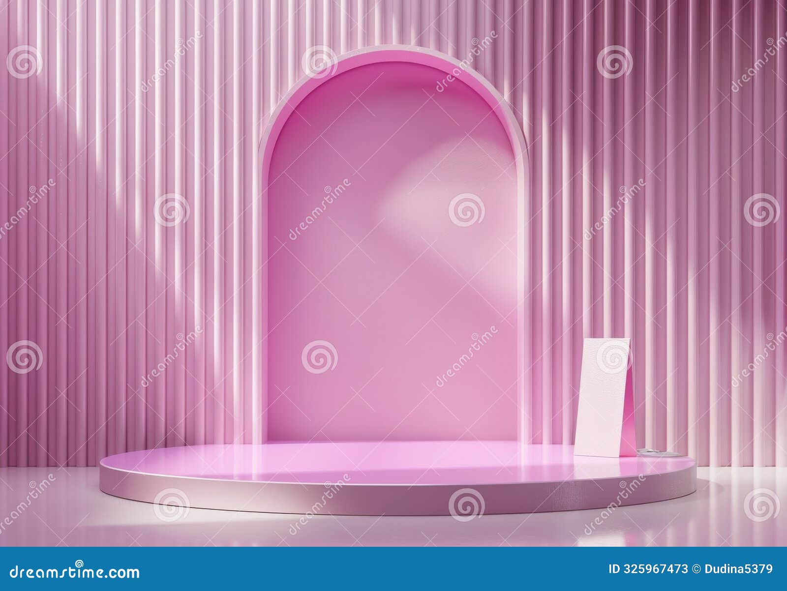 Modern Pink Stage Design with Arched Background and Minimalist Elements ...