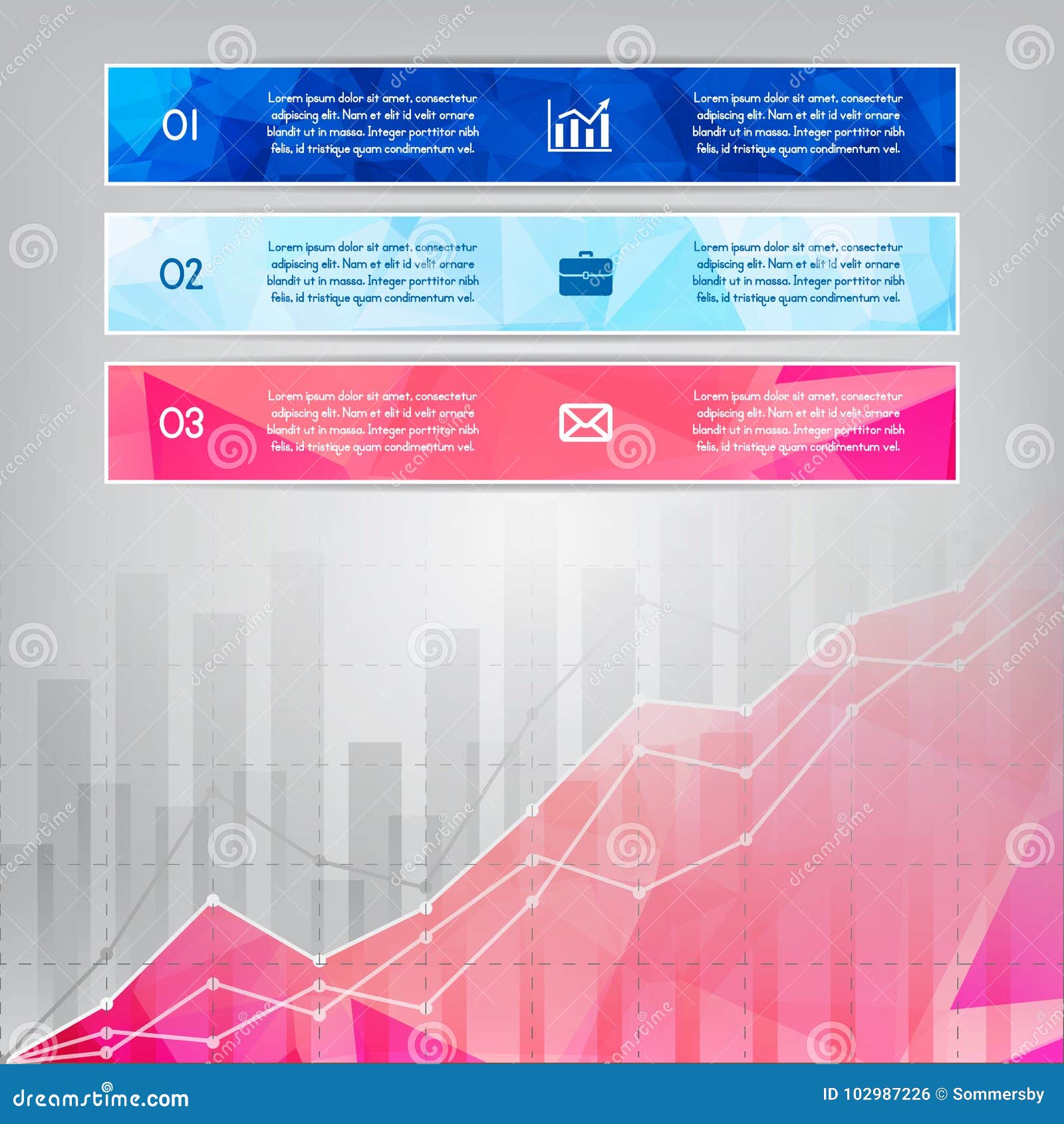 Modern Pink Triangular Style Business Infographics with Abstract Stock ...