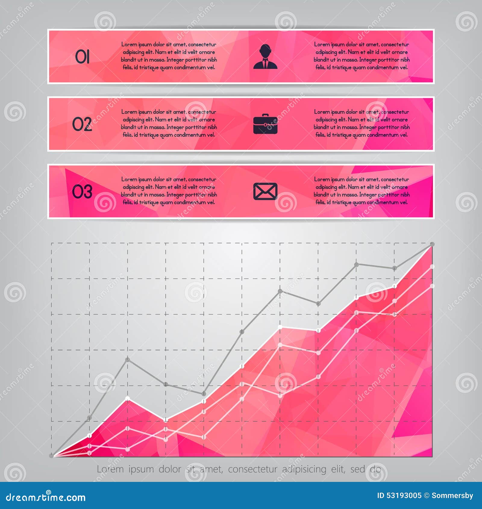 Modern Pink Triangular Style Business Infographics with Business Stock ...