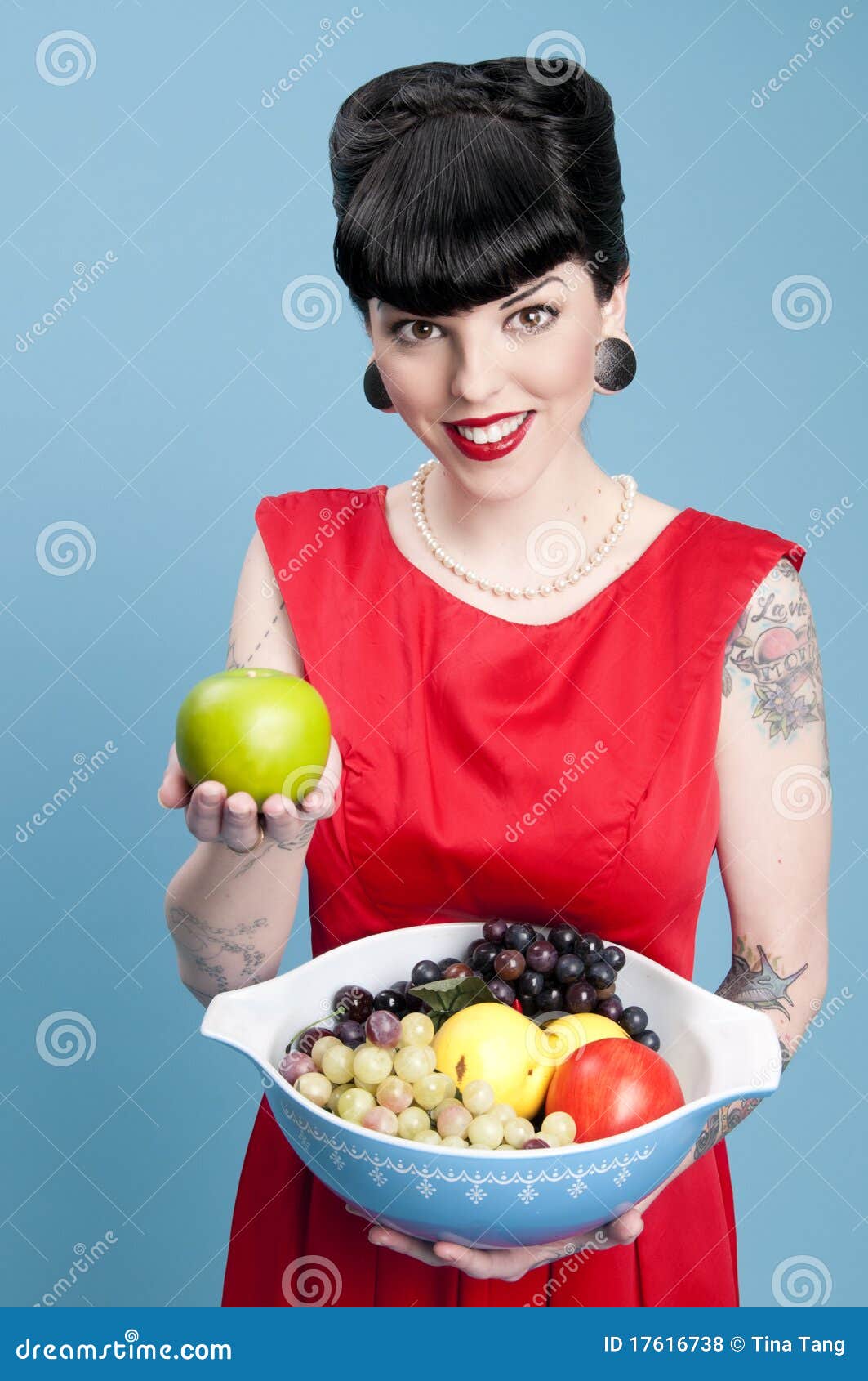 Modern Pinup with Fruit Bowl Stock Photo - Image of green, fashion ...