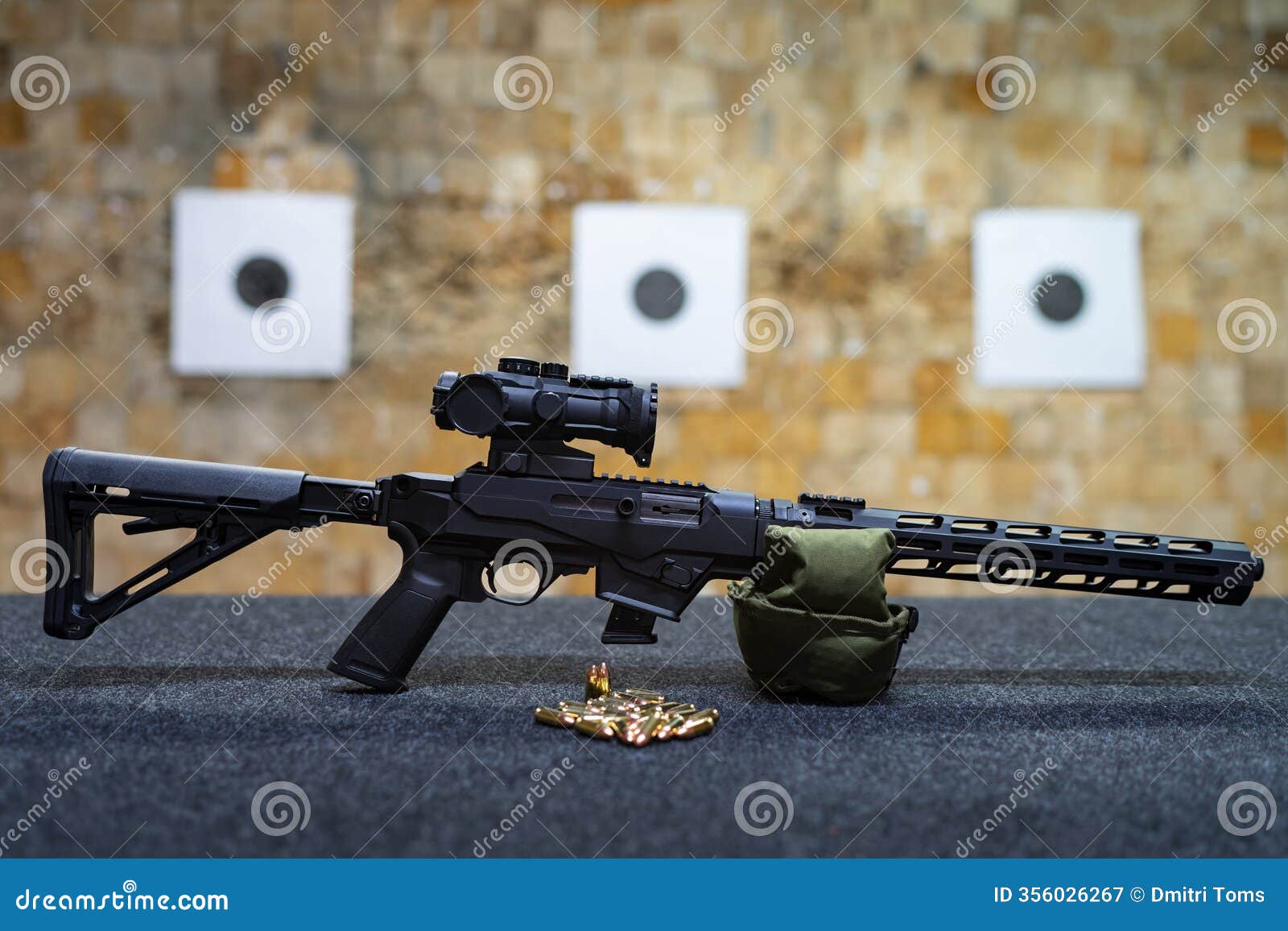 Modern Pistol Caliber Rifle at a Shooting Range Stock Image - Image of ...