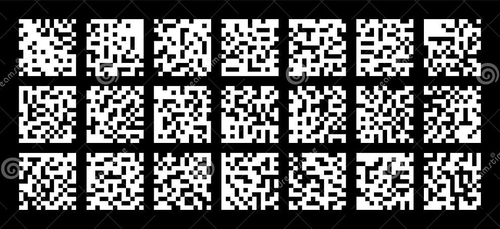 Modern Pixel Abstract Square Barcode Design Set Stock Vector ...