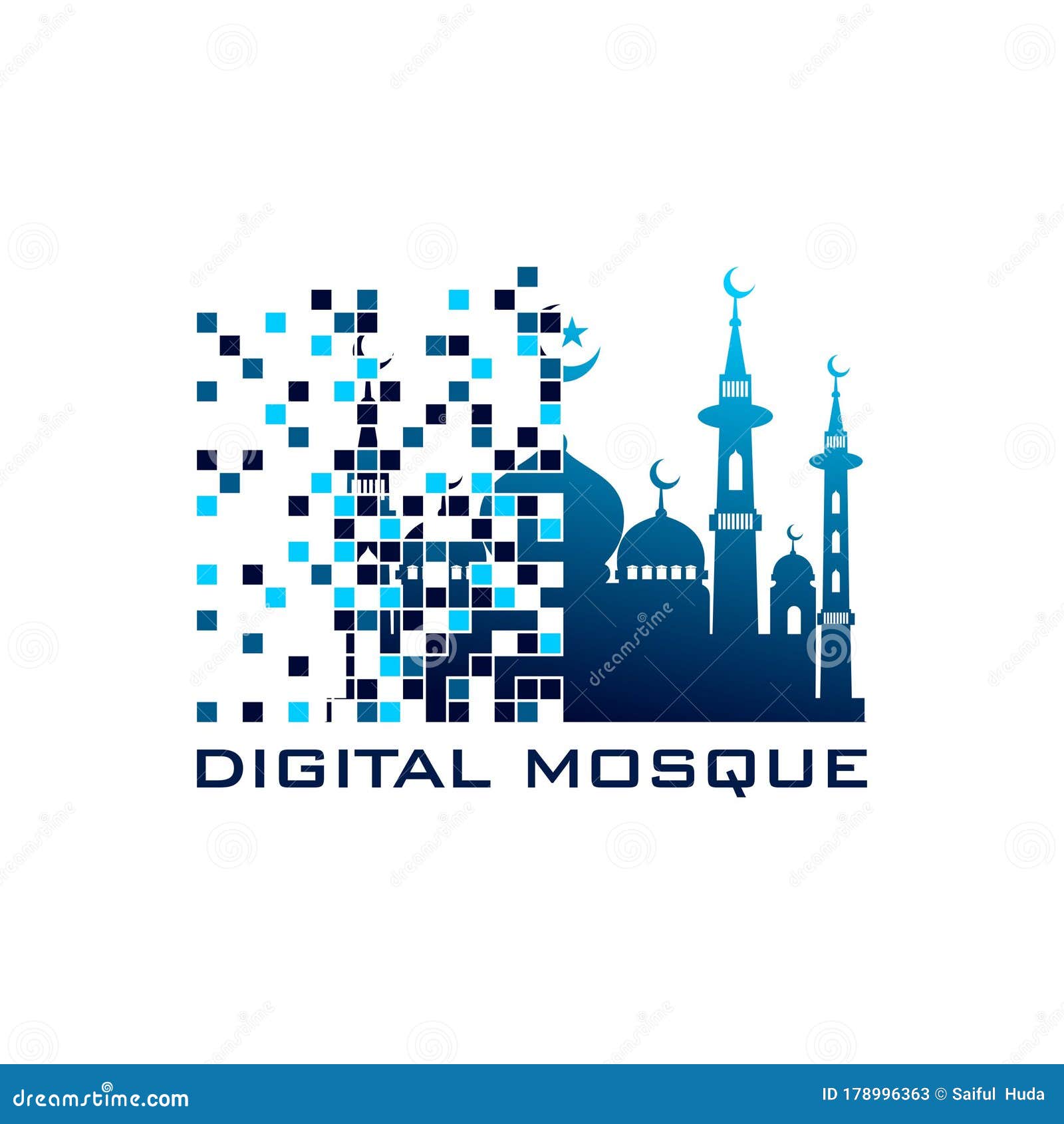 Modern Pixel Mosque Logo Vector. Robotic Logo Design Stock Vector ...