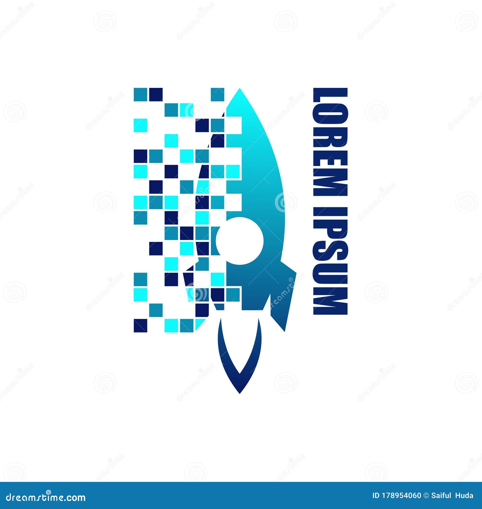 Pixel Rocket Launch Logo Vector Illustration | CartoonDealer.com #124790486