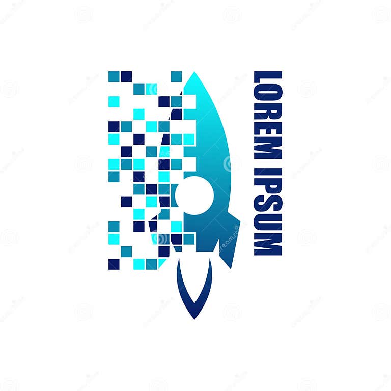 Modern Pixel Rocket Logo Vector. Robotic Logo Design Stock Vector - Illustration of company ...