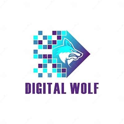 Modern Pixel Wolf Logo Vector. Robotic Logo Design Stock Vector ...