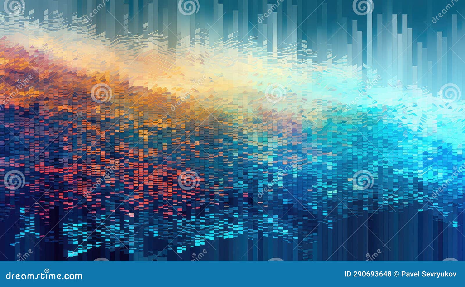 Modern Pixelated Data Rivers Stock Illustration - Illustration of town ...