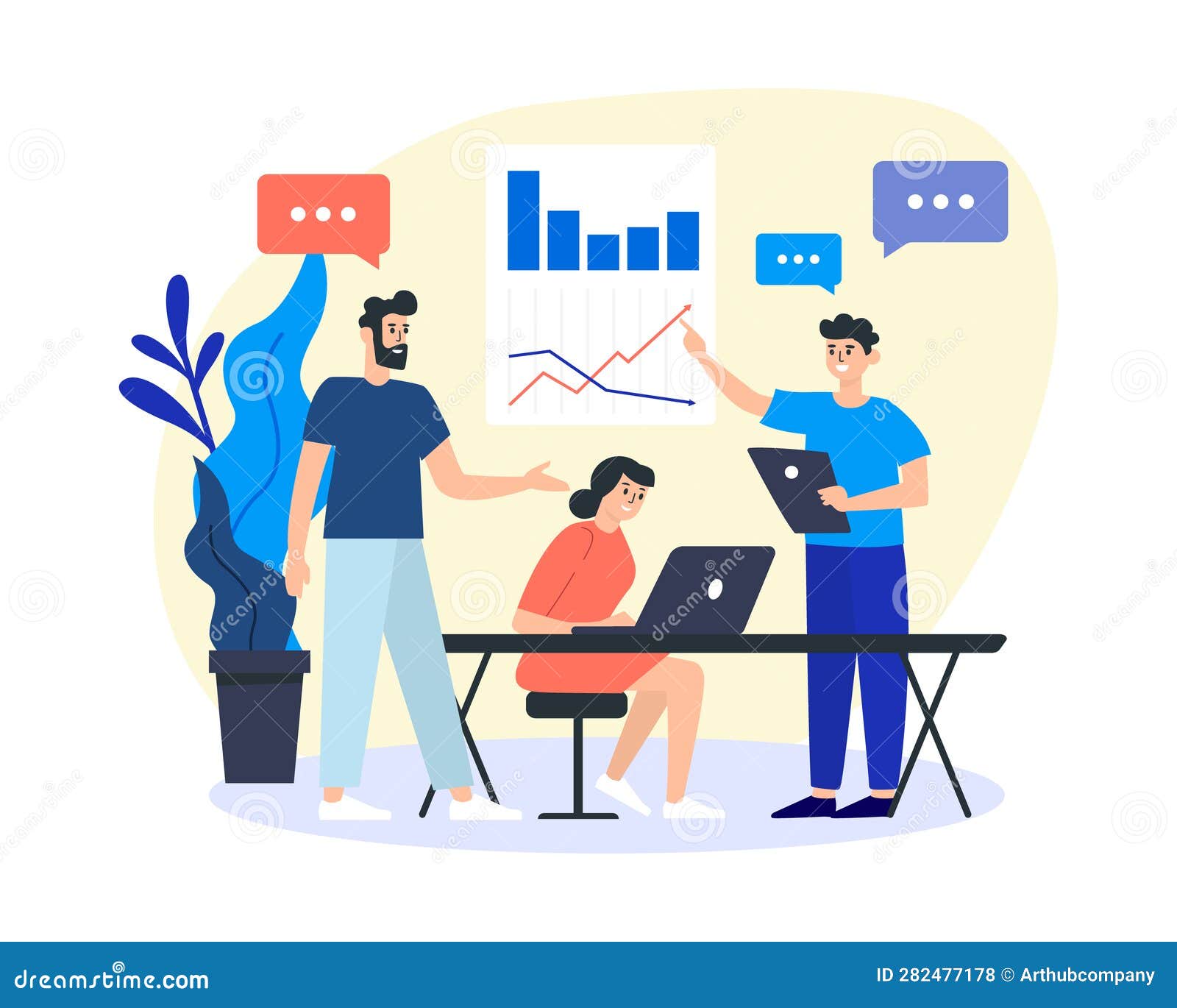 Modern Planning, Management. Group of Young People in Office Discussing ...