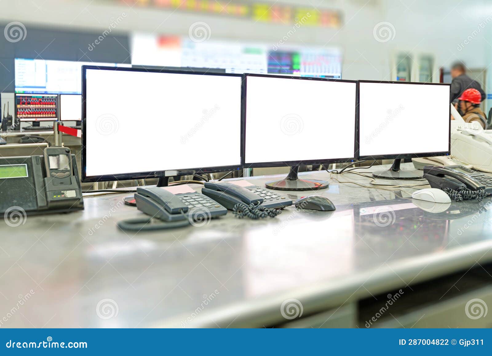 Modern Plant Control Room and Computer Monitors Stock Photo - Image of ...