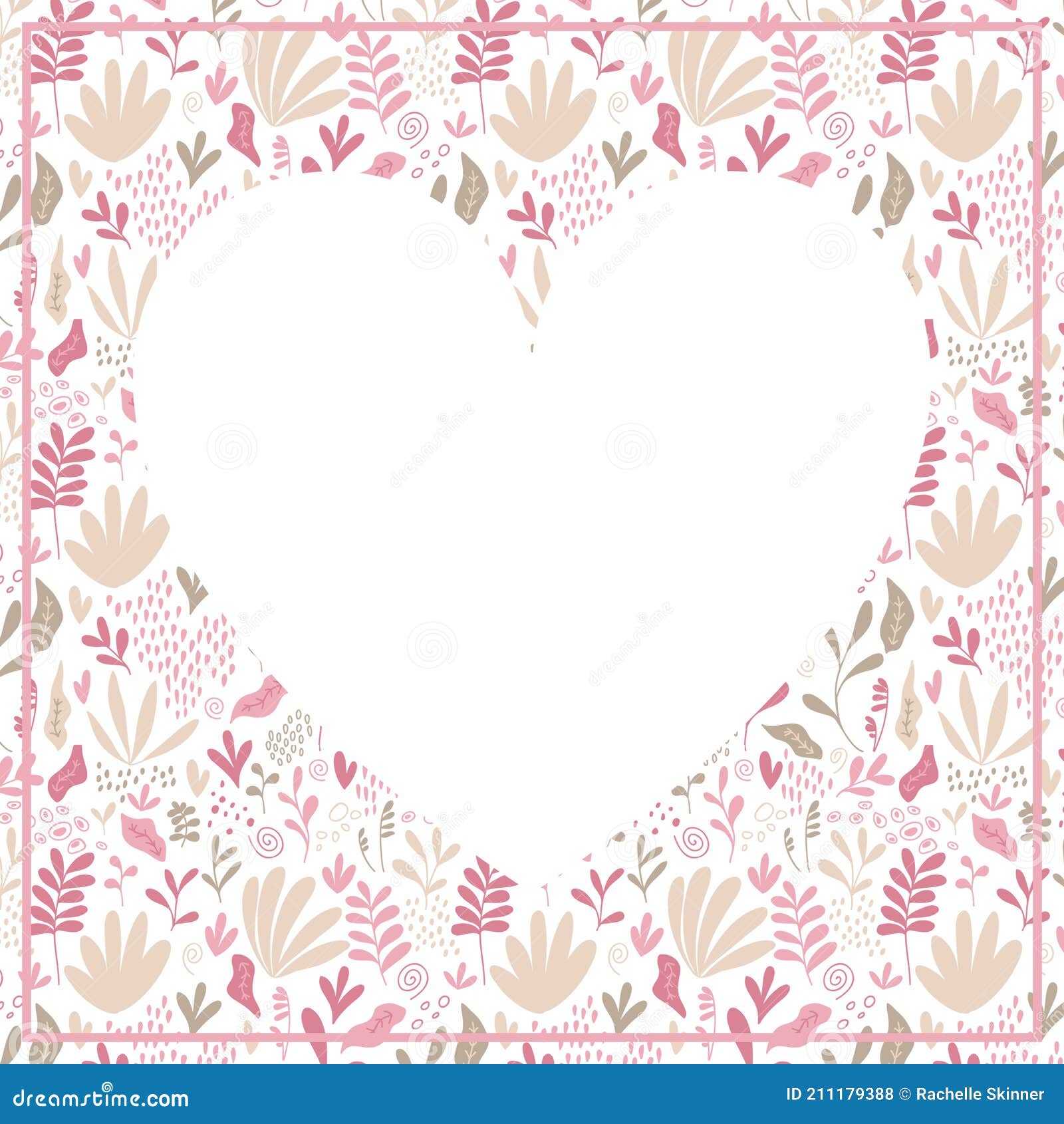 Modern Plant Heart Frame Social Media Template with Copy Space Stock ...