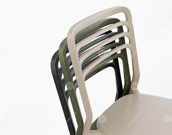 Modern Plastic Chair Stack stock illustration. Illustration of wooden ...