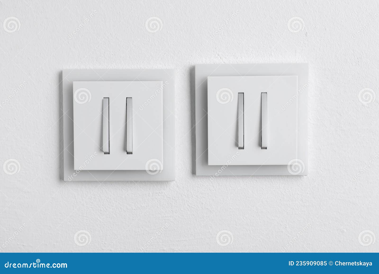 Modern Plastic Light Switches on White Background Stock Image - Image ...