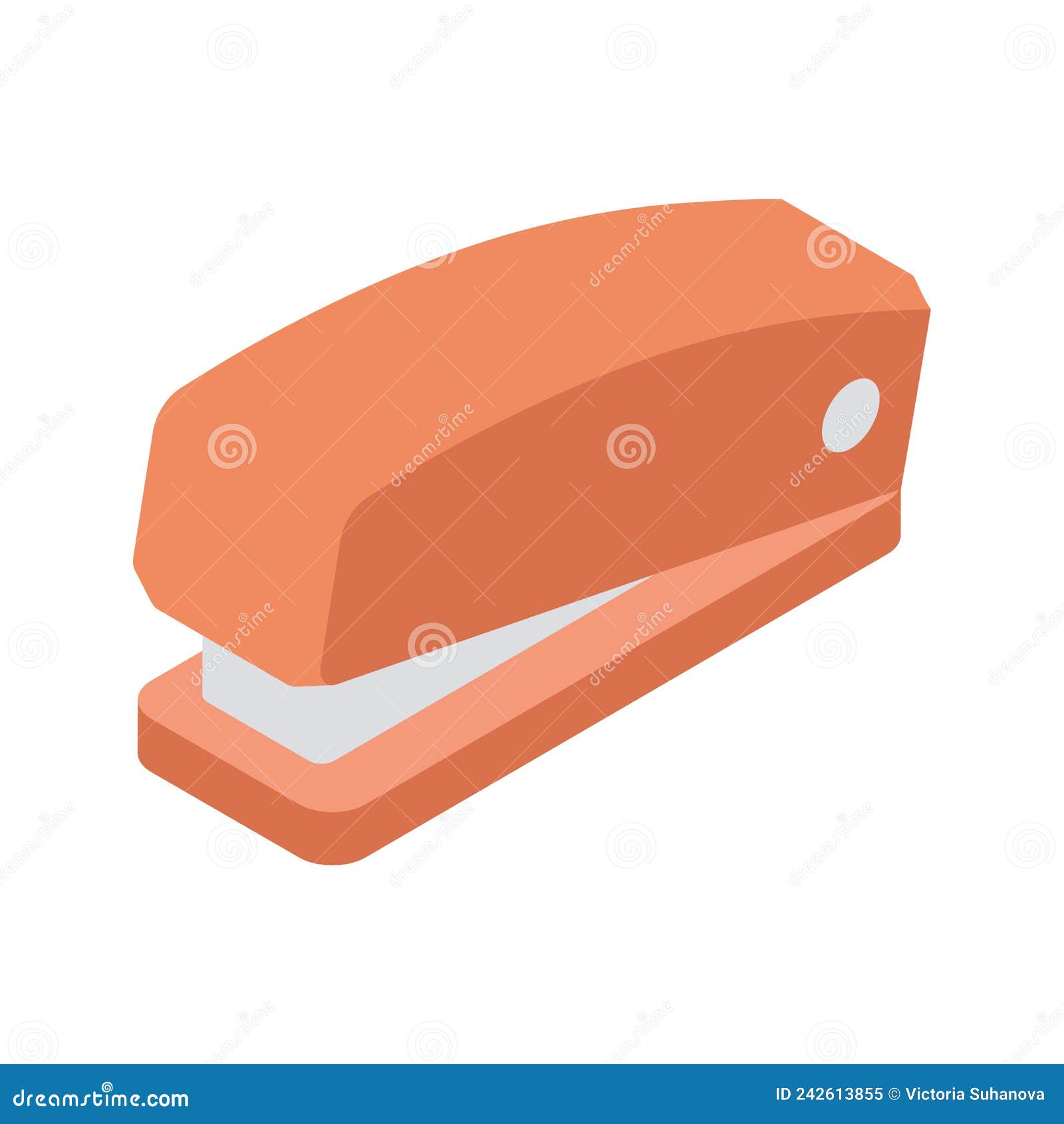 Red Plastic Stapler. Device For Fastening Sheets. Cartoon Vector ...