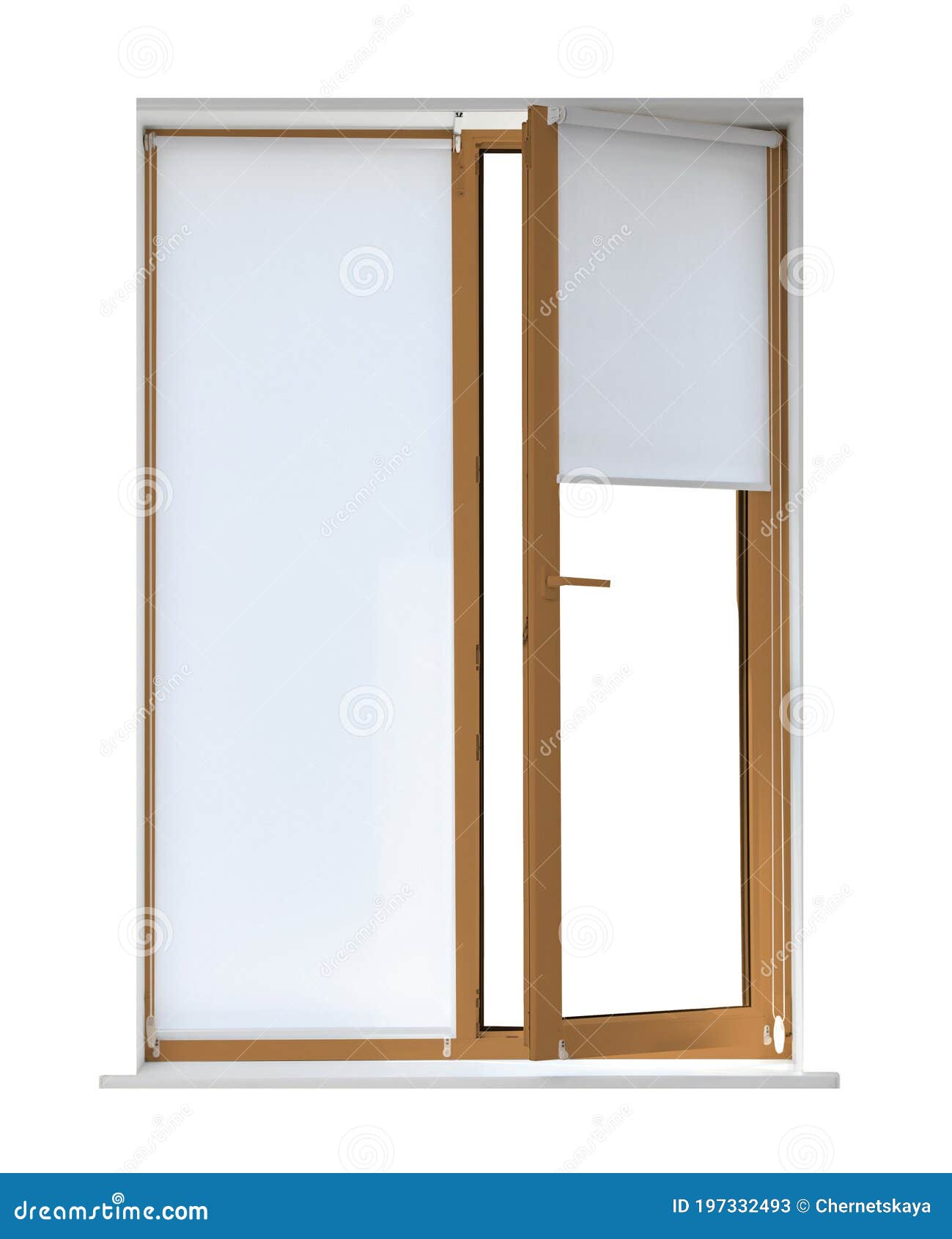 Modern Plastic Window with Brown Frame on White Background Stock Image ...