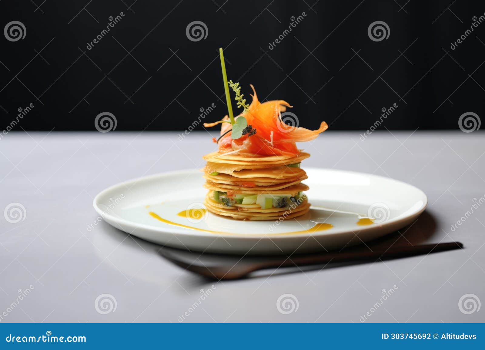 Modern Plating of a Single Kimchi Pancake, Minimalist Style Stock Photo ...