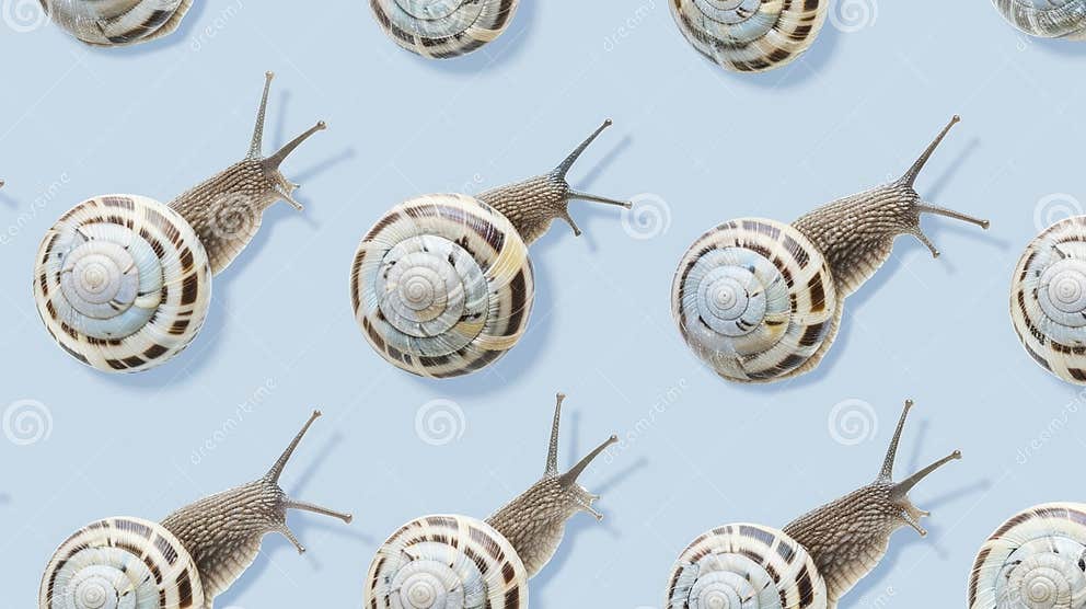 A Modern and Playful Design with Rows of Tiny Snails in a Repeating ...