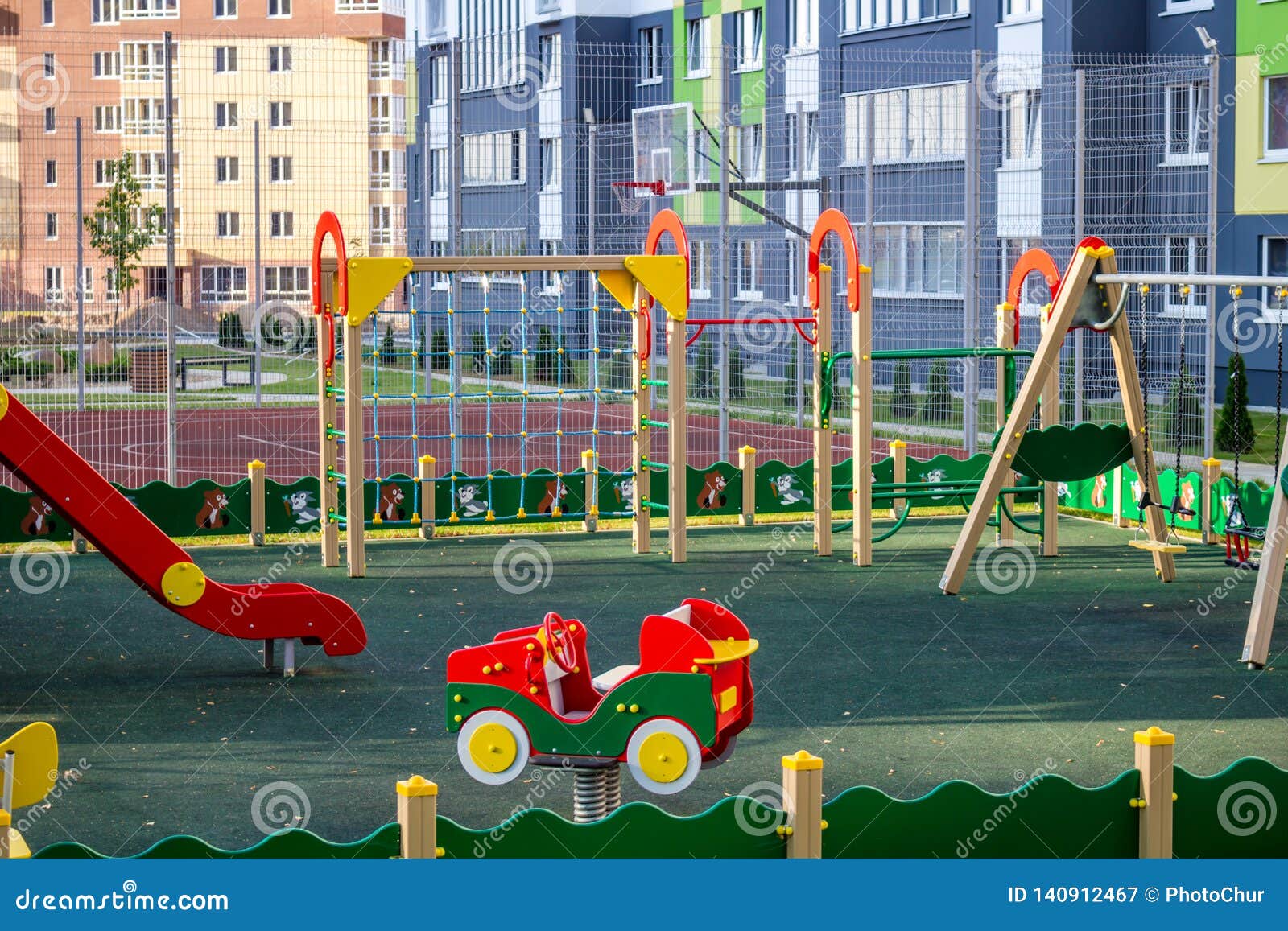 A Modern Playground in the Courtyard Stock Image - Image of playground ...