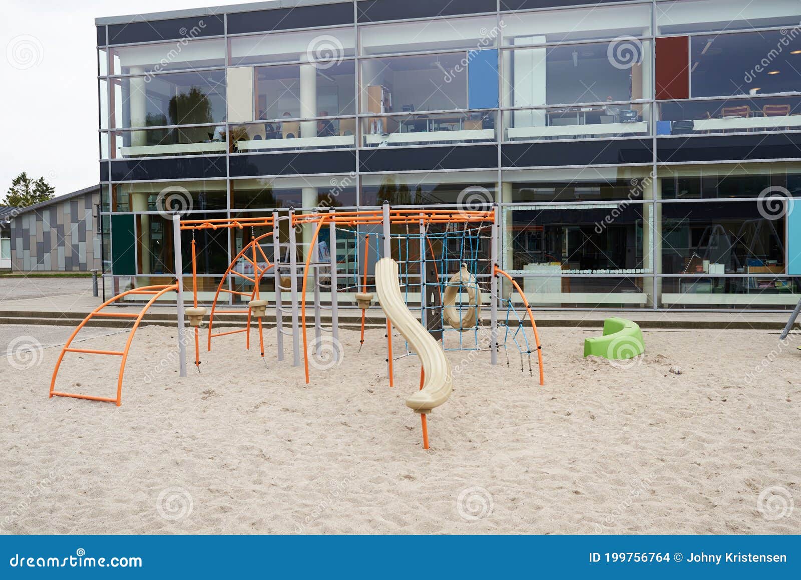 Modern Playground Outdoors beside a Building Stock Photo - Image of ...